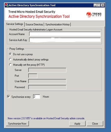 Trend Micro Hosted Email Security Domain Controller Syncronize – Sidra Bilişim
